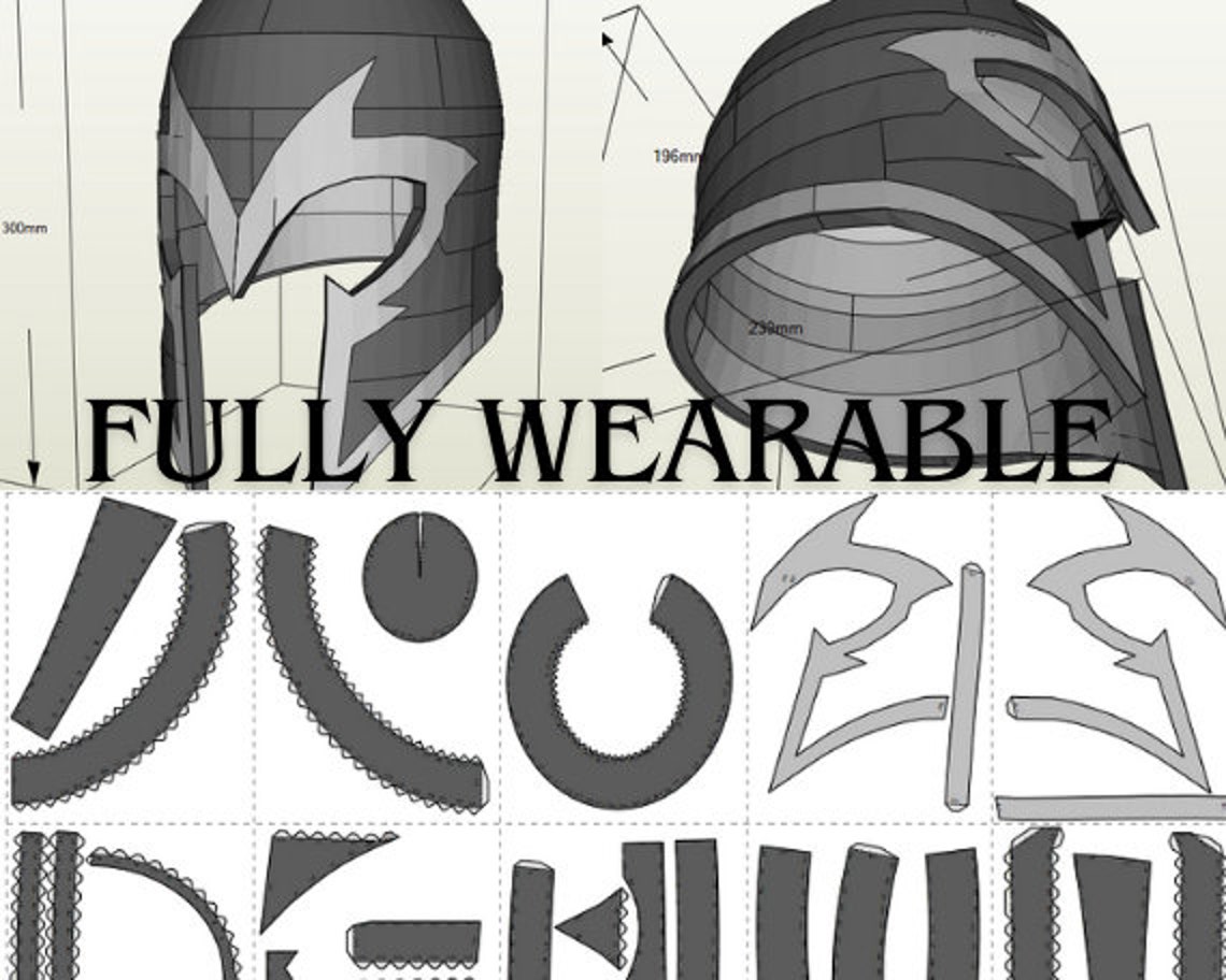 Magneto First Class Helmet Papercraft Template / Magneto Helmet ...