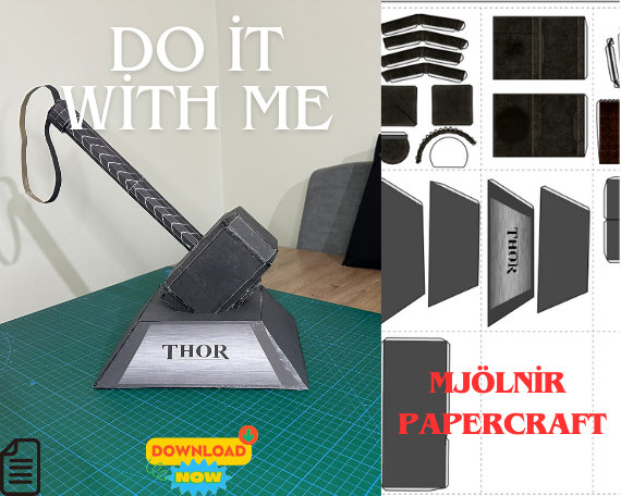 Thor Hammer Papercraft PDF Template Ready to Print / Easy to Do With Video and Illustrated ...