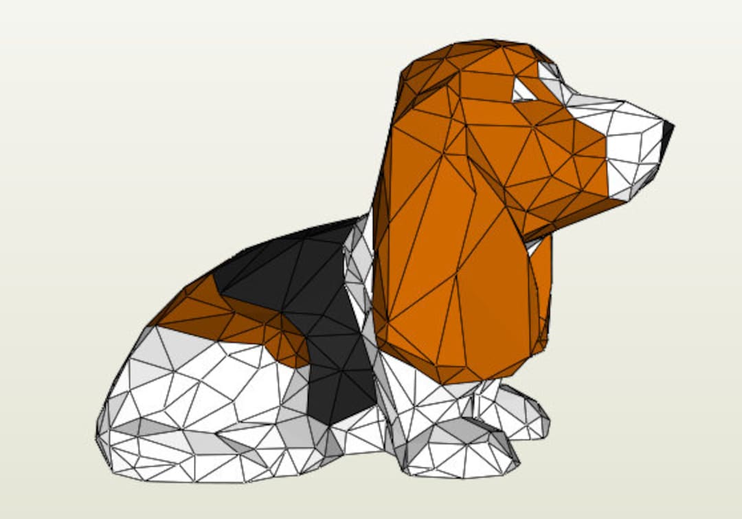 Sitting Dog Papercraft Template / Easy to Do / Step by Step / Make by ...