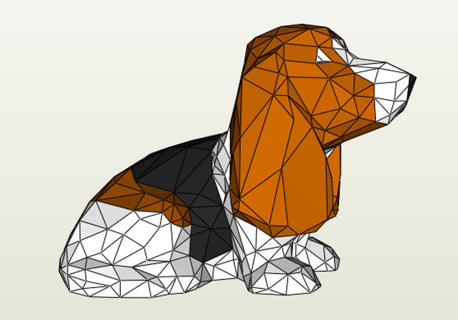 Sitting Dog Papercraft Template: DIY Polygonal Sculpture (digital ...