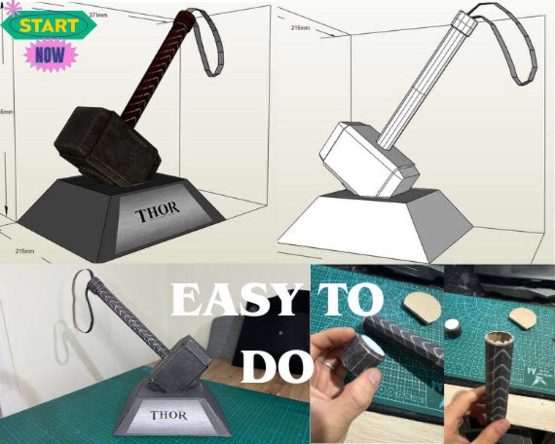 Thor Hammer Papercraft PDF Template Ready to Print / Easy to Do With ...