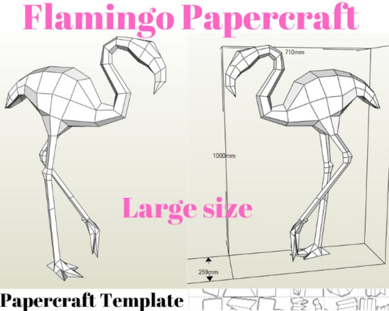 Large Flamingo Papercraft Template, DIY Home Decor (20-page PDF) - Etsy