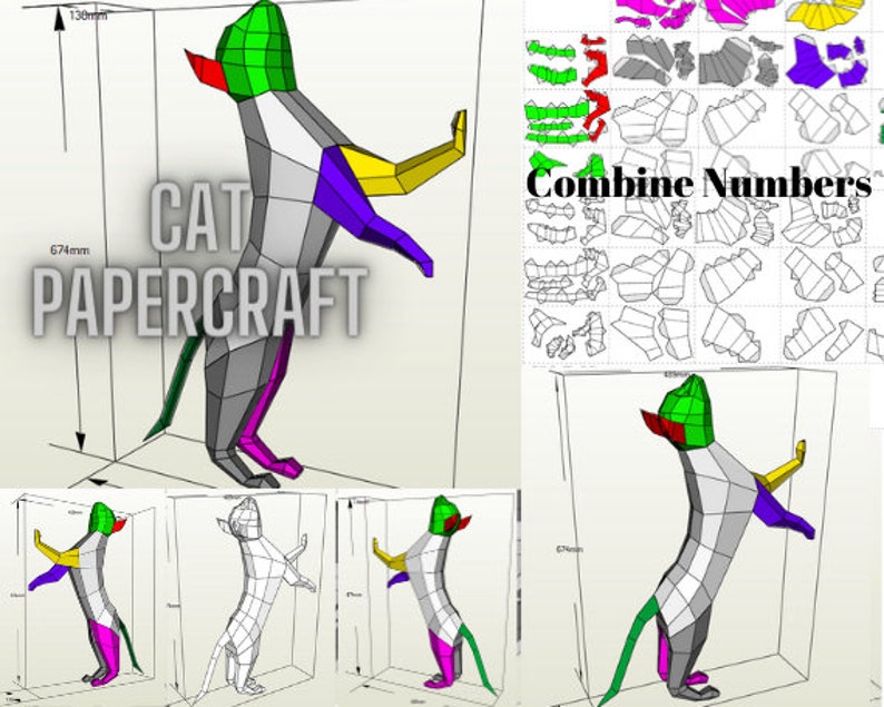 Cat Papercraft Template: Low Poly 3D Paper Statue (PDF) - Etsy UK