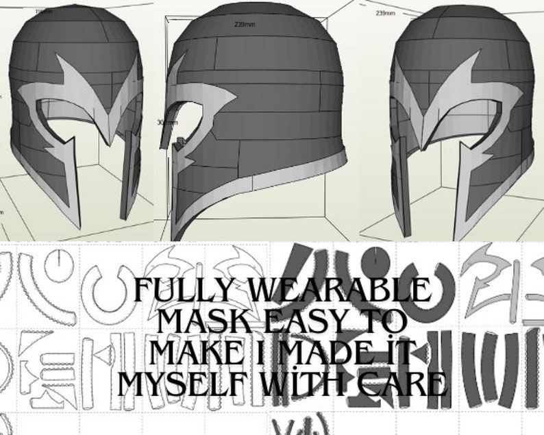 Magneto First Class Helmet Papercraft Template / Magneto Helmet ...