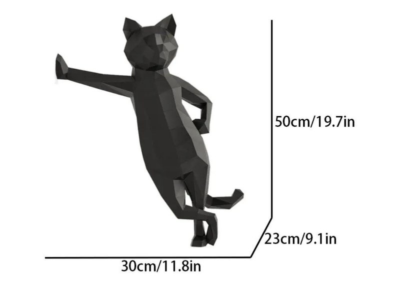 Papercraft Cat, paper craft 3D model, kitten PDF template, cute low ...