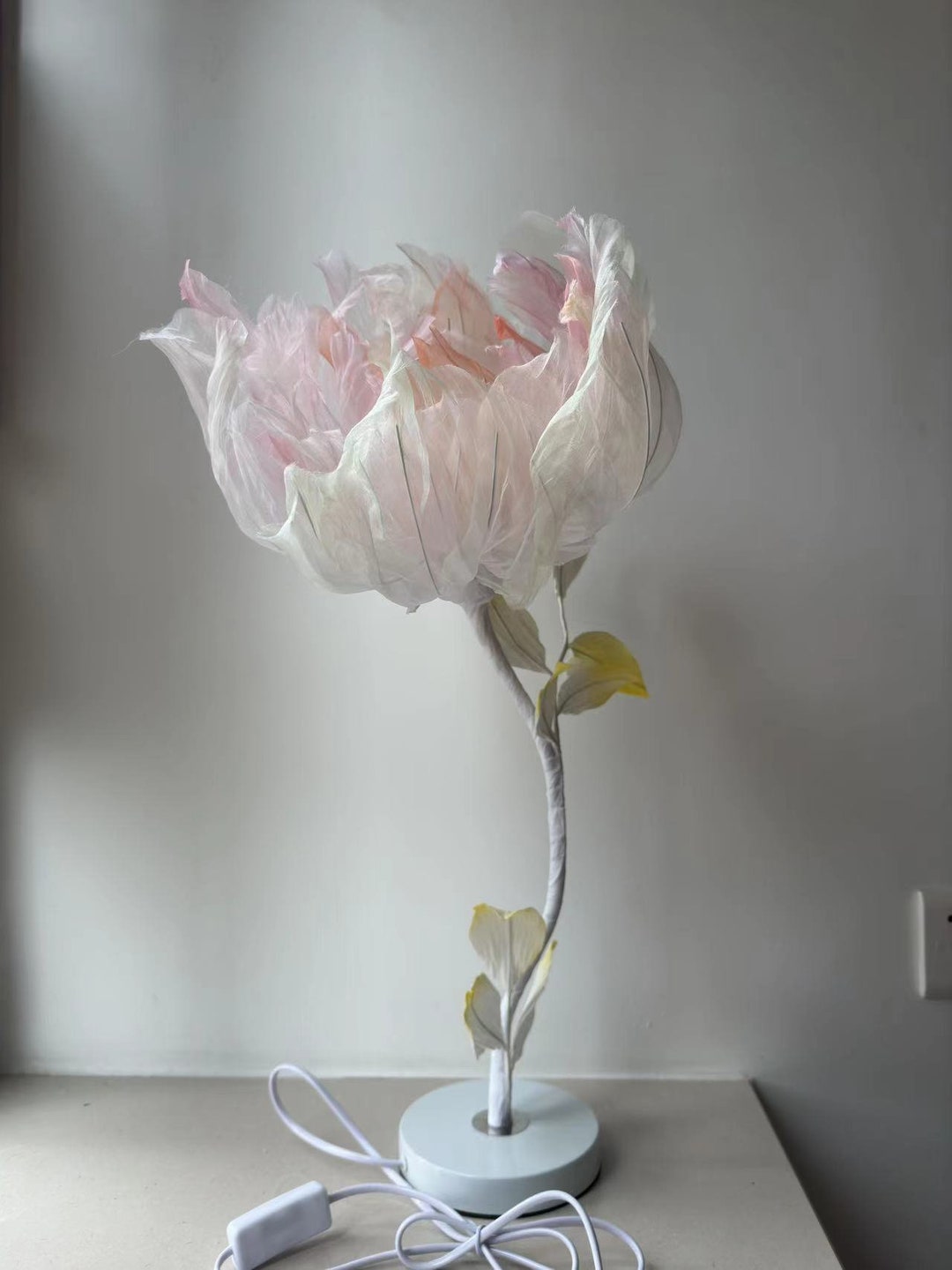 Flower Table Lamp Handmade Cotton Paper/organza Lamp for Home Decor ...