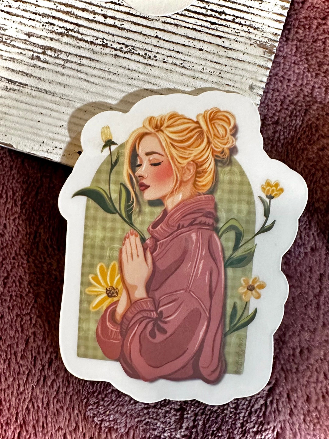 Praying Woman Waterproof Sticker Christian Stickers and Stationary ...