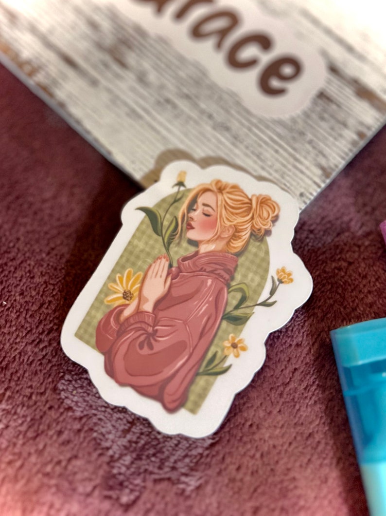 Praying Woman Waterproof Sticker Christian Stickers and Stationary ...