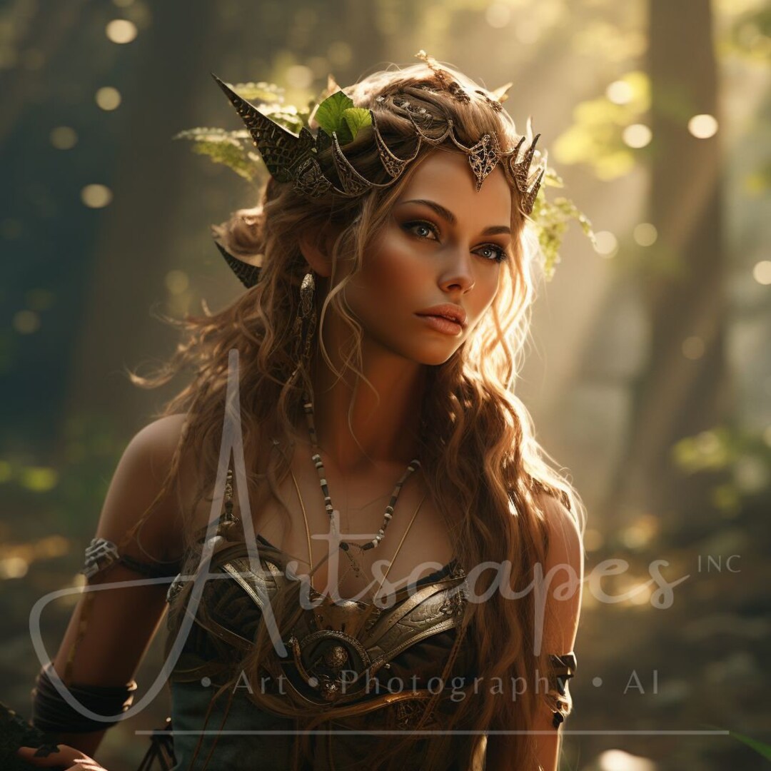 Forest Lady Art, Forest Girl Art, Beautiful Elf Lady, Digital Download, DND Character, Digital ...