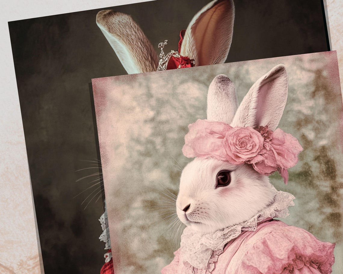 Bunny Portrait, Rabbits in Clothes, Vintage Bunny, Rabbit Art, Wardrobe ...