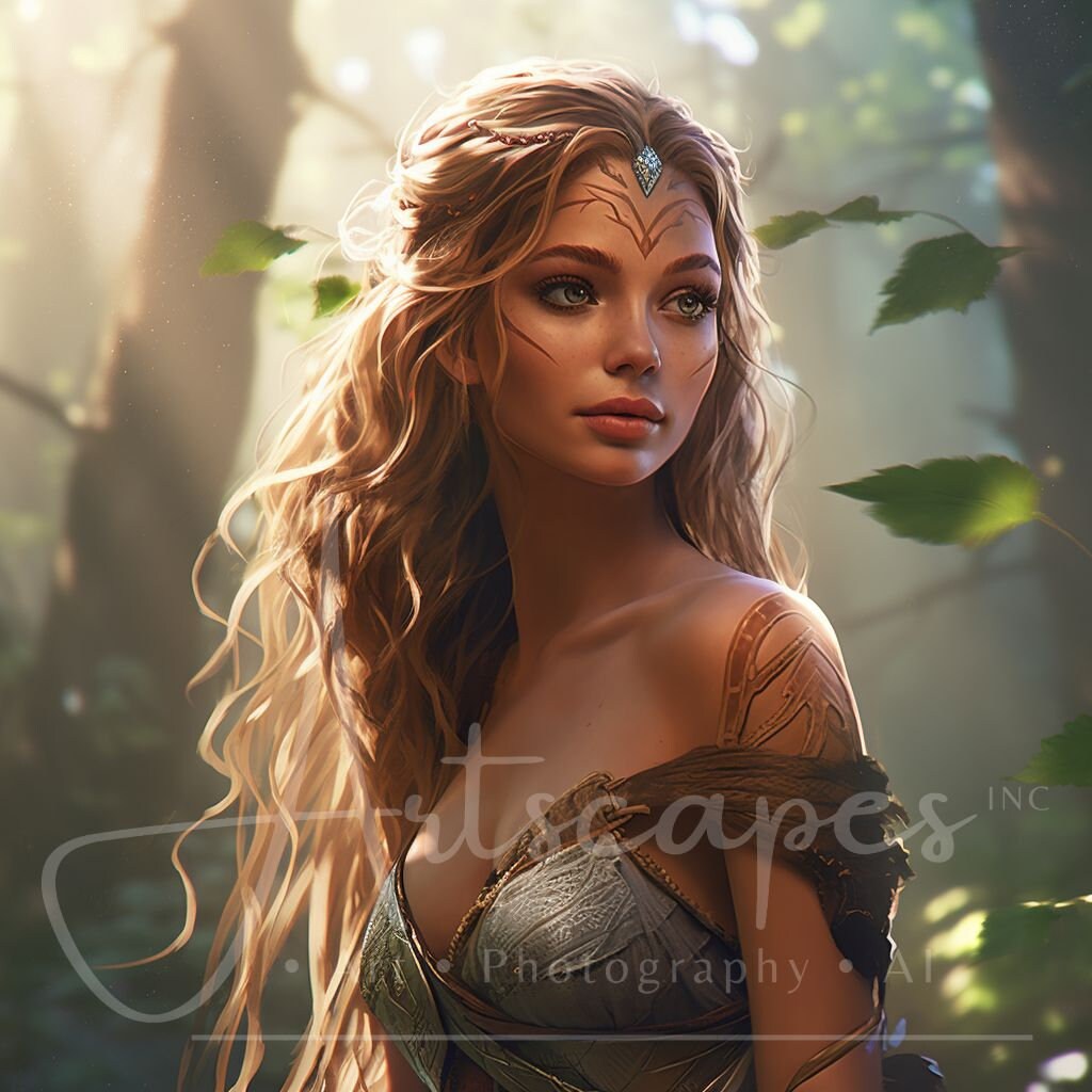 Forest Lady Art, Forest Girl Art, Beautiful Elf Lady, Digital Download, DND Character, Digital ...