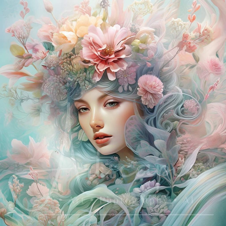 Floral Girl, Floral Woman, Flower Lady, Floral Artwork, Flower Girl ...