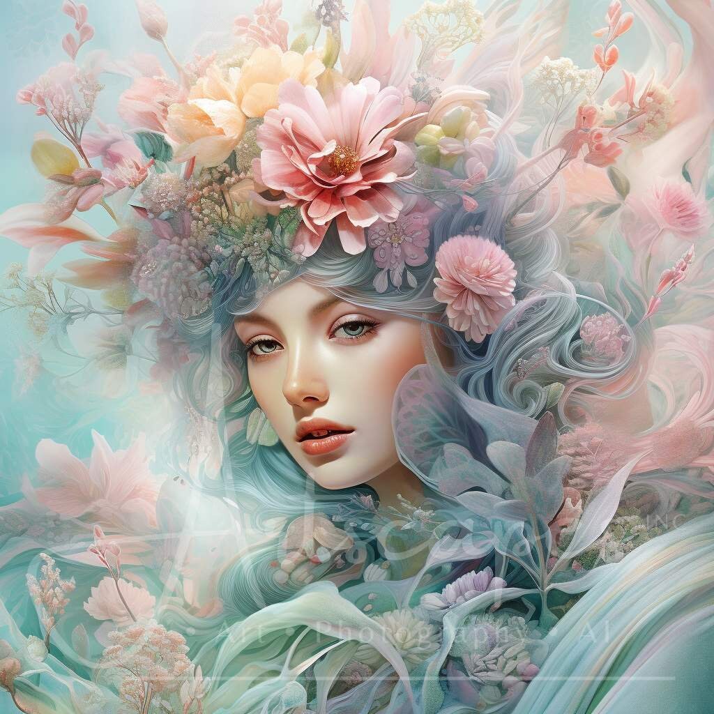Floral Girl, Floral Woman, Flower Lady, Floral Artwork, Flower Girl ...