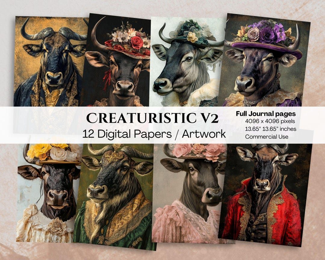 Wildebeest Renaissance Art, Cow, Gentleman Lady, Medieval, 1700s ...