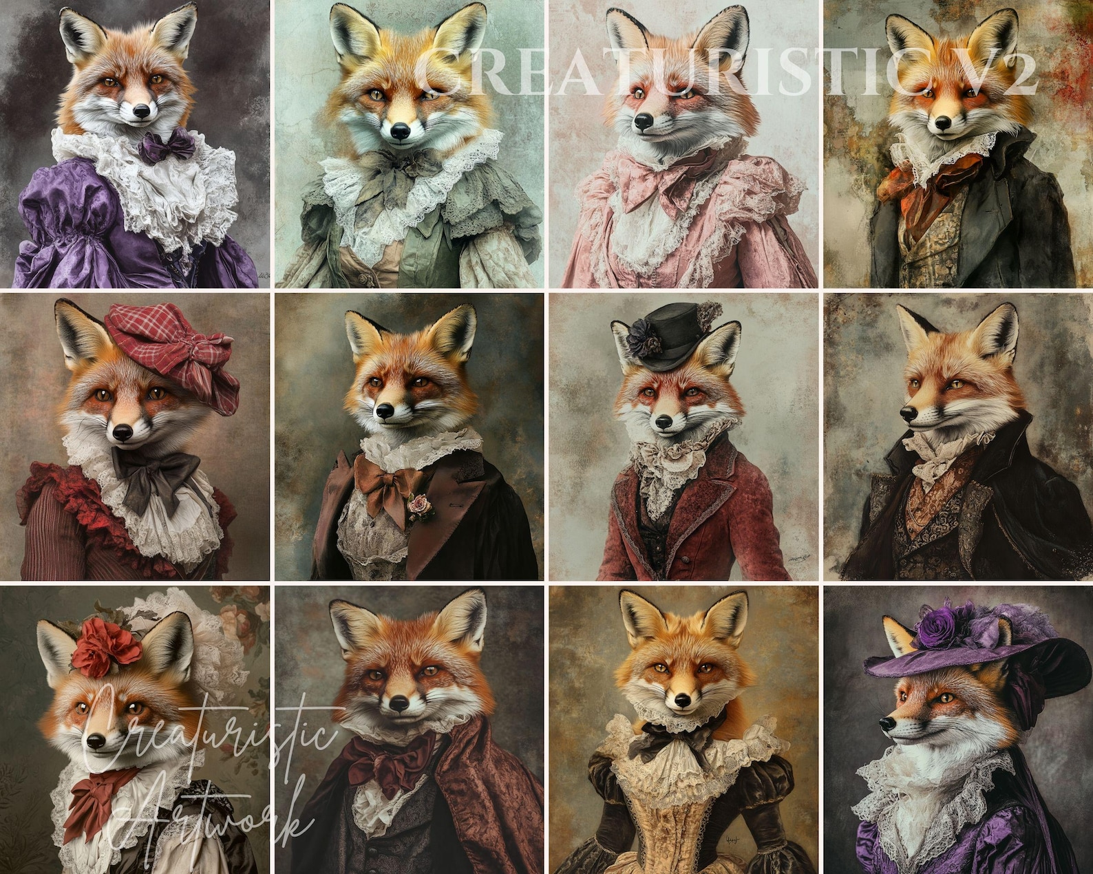 Fox Dressed Up, Fox Artwork, Lord, Aristocrat, Victorian, Wearing Dress ...