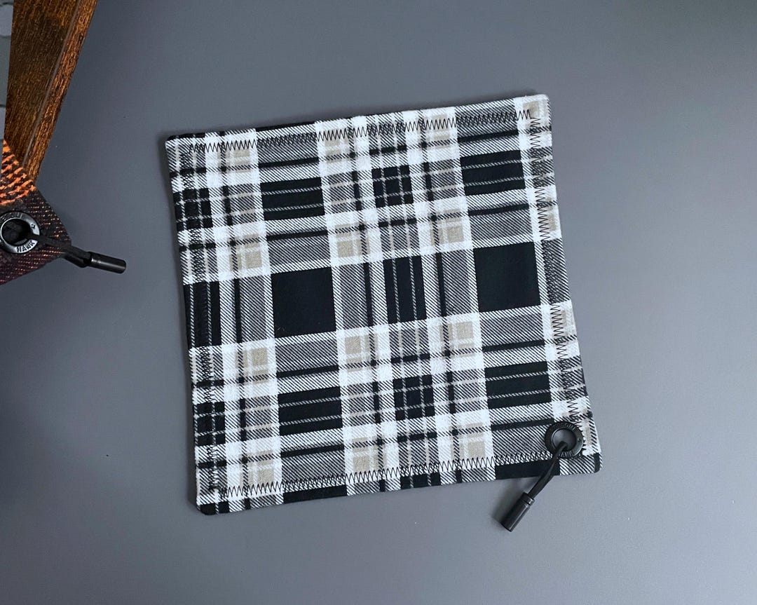White Plaid Flannel Hank XL Modern Handkerchief XL White and Black ...
