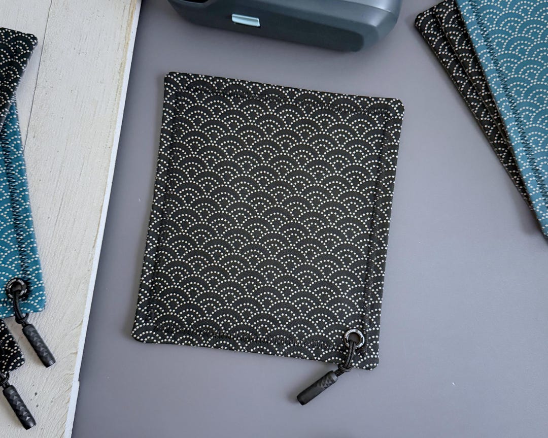 Dotted Seigaiha Black Hank | Modern Handkerchief | Seigaiha Wave in ...