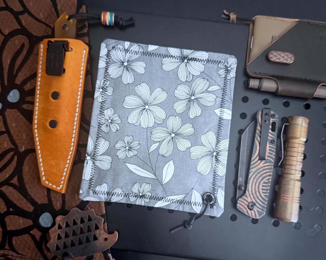 Gray Flowers Hank Modern Handkerchief Gray and White Flower Print Style ...