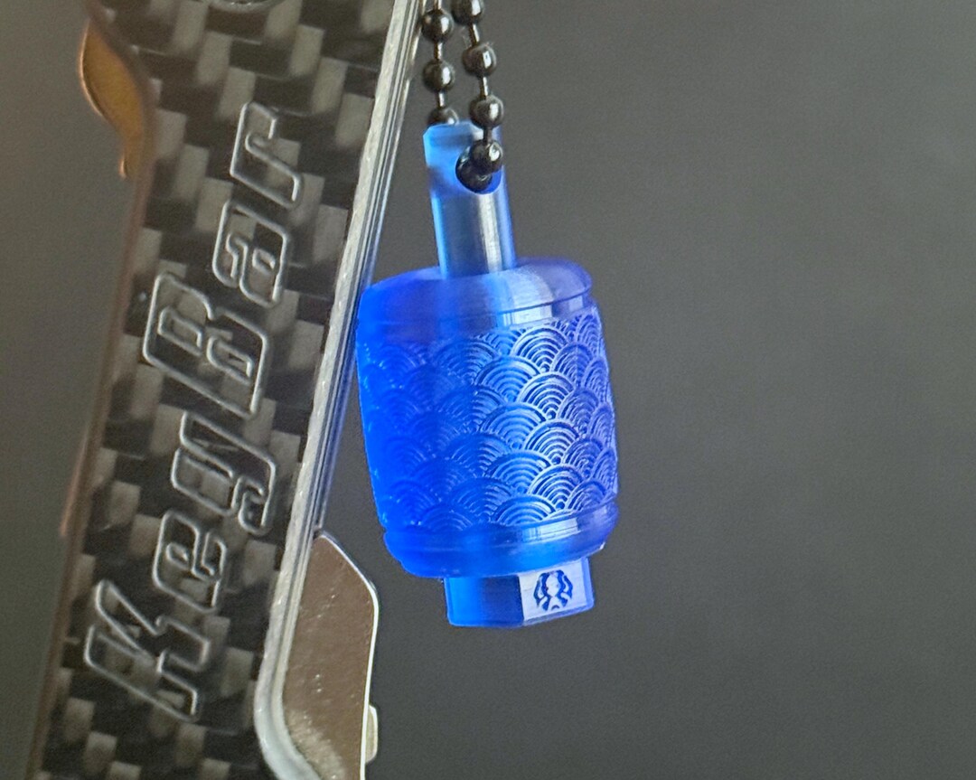 Seigaiha Navy Blue Bead With Keeper and Chain | 3D Printed Navy ...