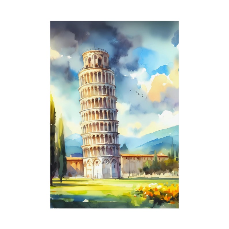Leaning Tower of Pisa Watercolor Painting Print Home Décor - Etsy