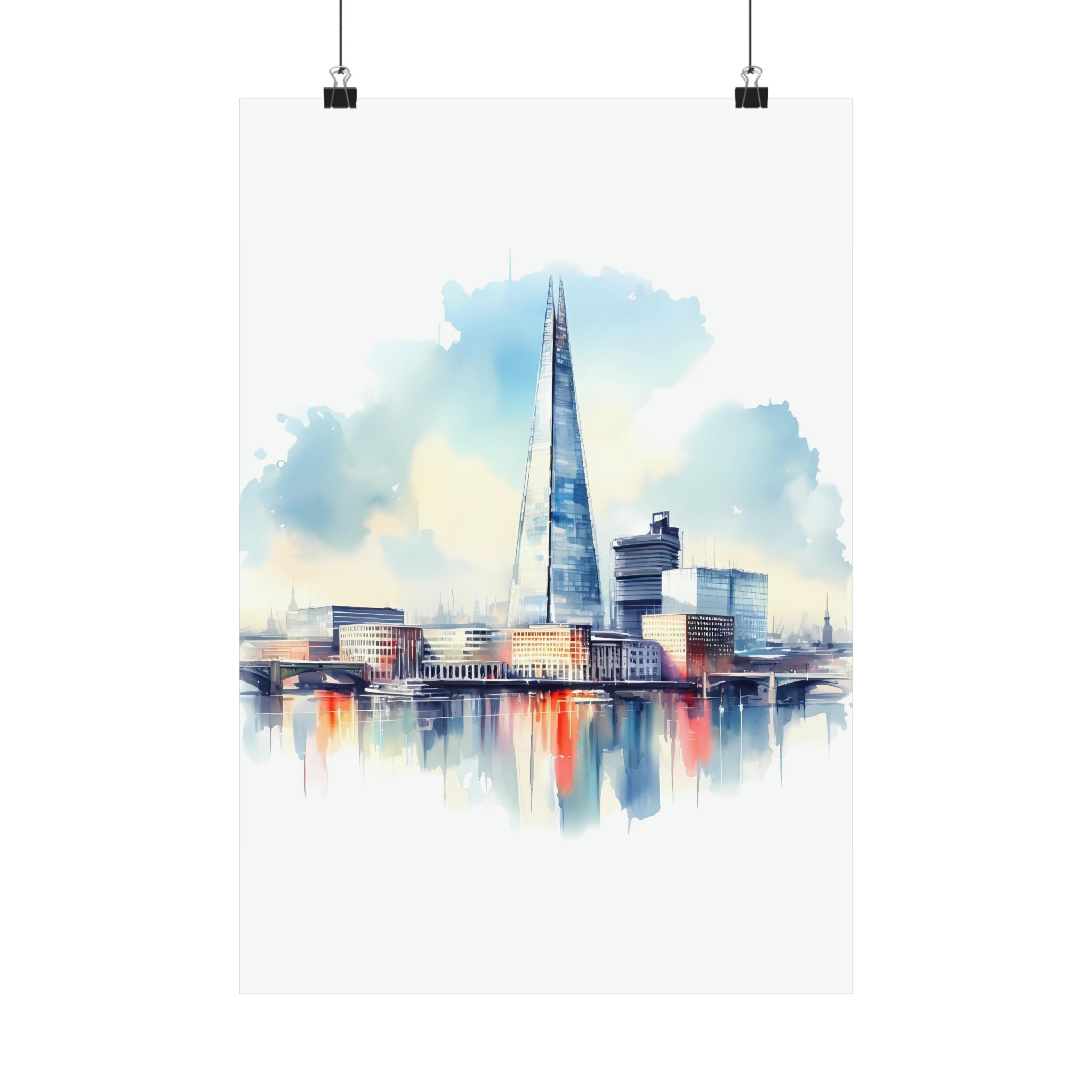 London the Shard Building Watercolor Painting Print Home Decor - Etsy