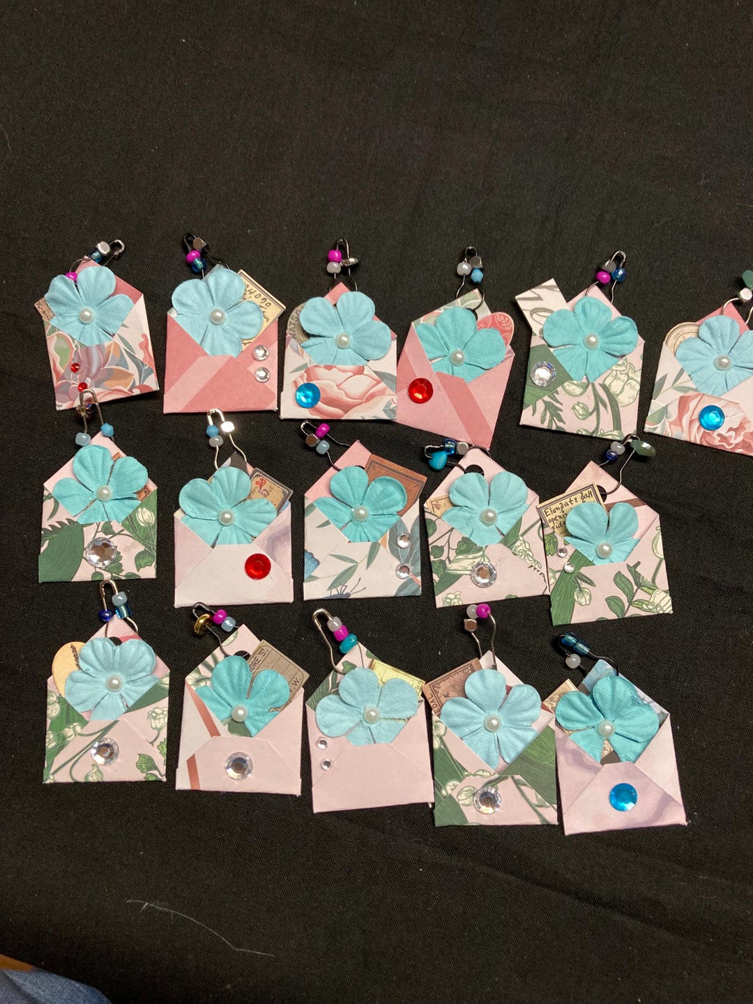 Mini Envelopes With Beaded Bulb Pins - Etsy