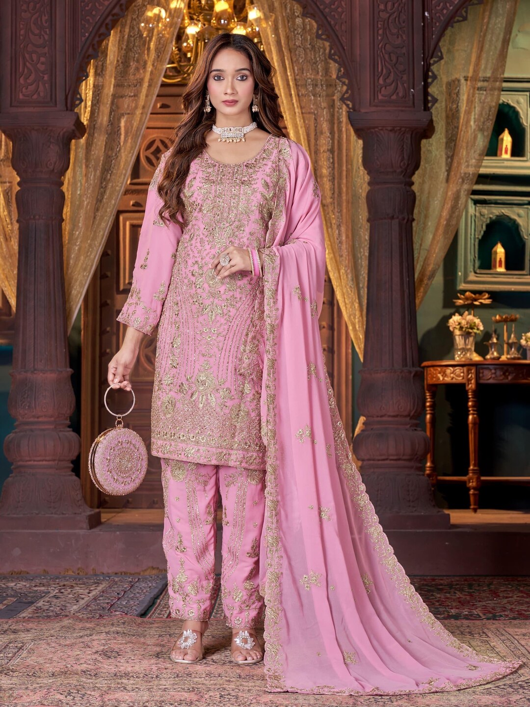 Pakistani Wedding Suit Pink Wedding Suit Indian Heavy Embroidery Suit ...