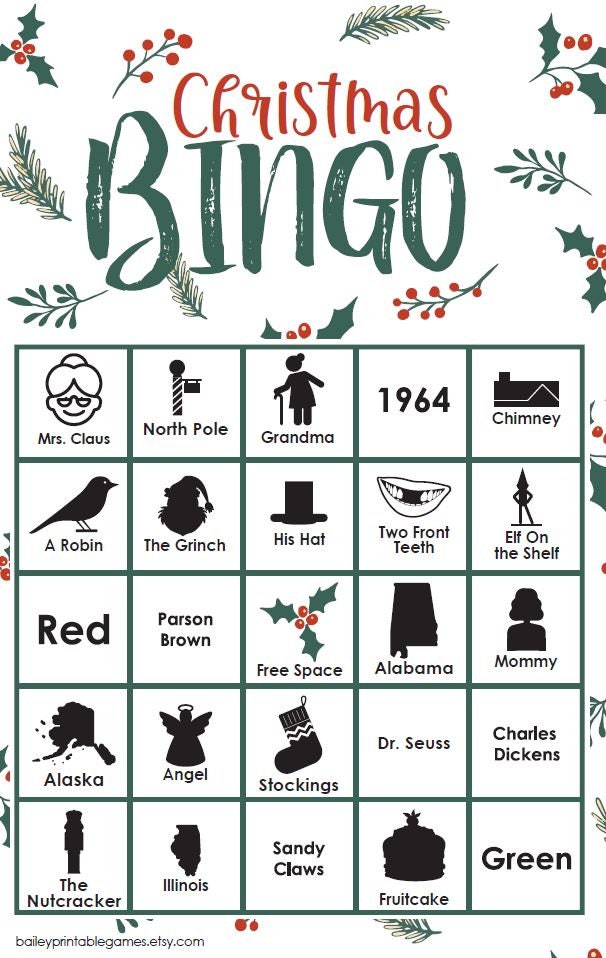 Christmas Trivia Bingo Game 24 Cards - Etsy
