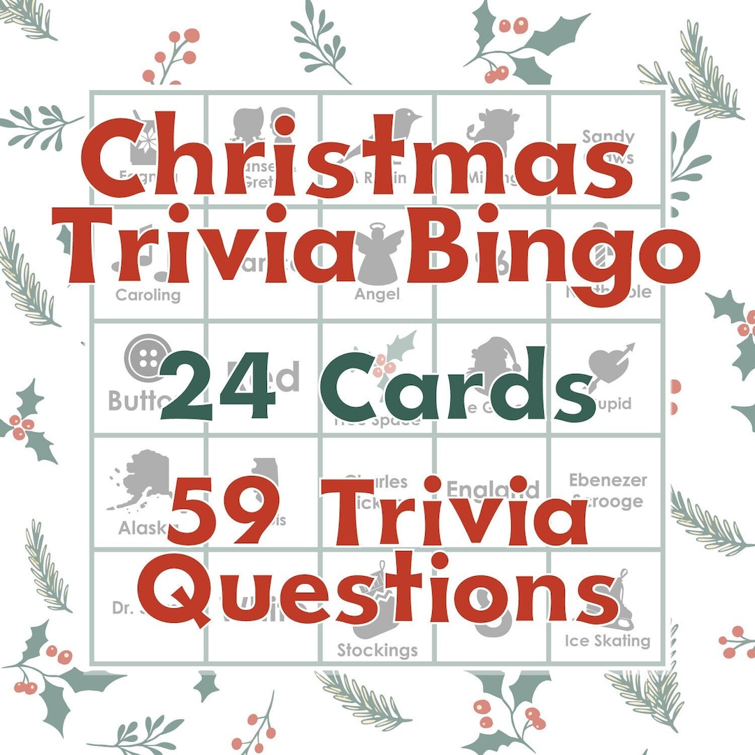 Christmas Trivia Bingo Game 24 Cards - Etsy