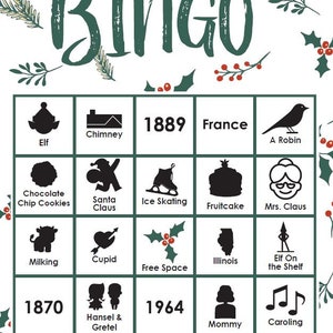 Christmas Trivia Bingo Game 12 Cards - Etsy