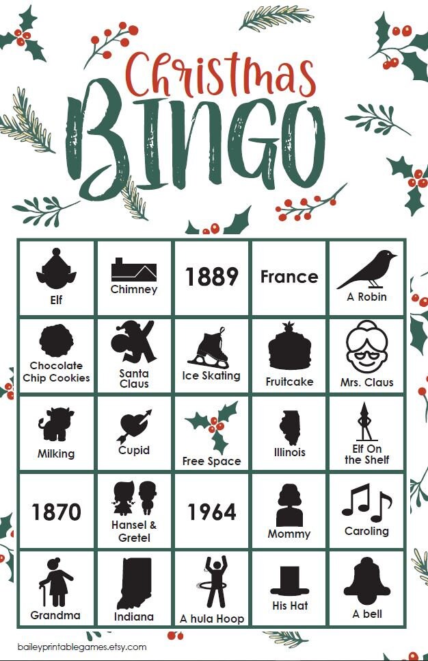 Christmas Trivia Bingo Game 12 Cards - Etsy