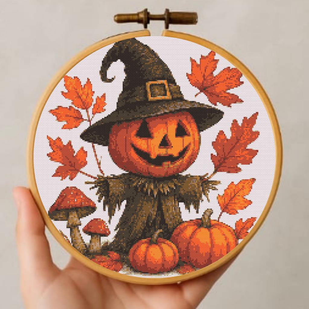 Pumpkin Scarecrow Cross Stitch Pattern: Halloween Embroidery (PDF ...