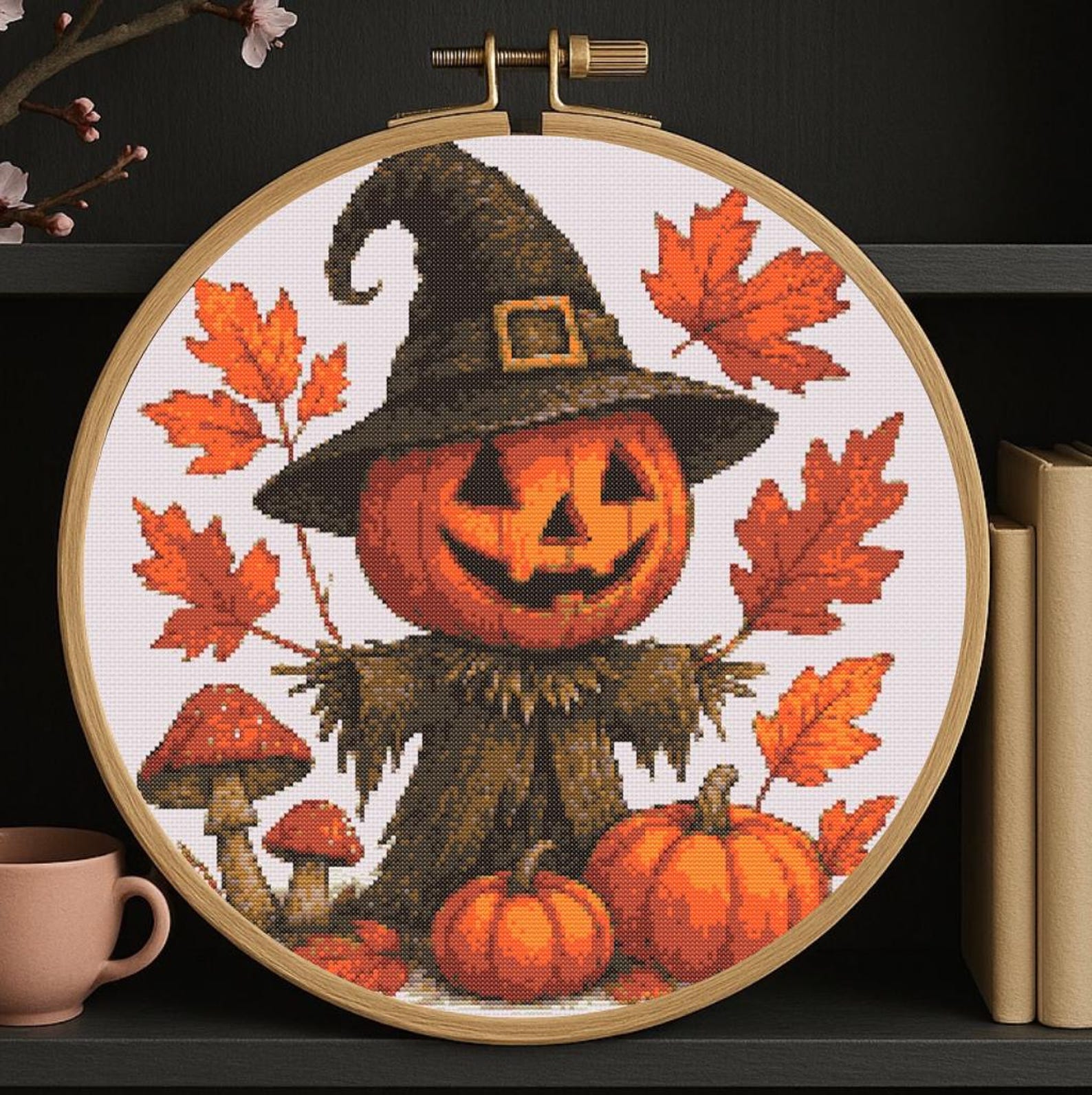 Pumpkin Scarecrow Cross Stitch Pattern: Halloween Embroidery (PDF ...