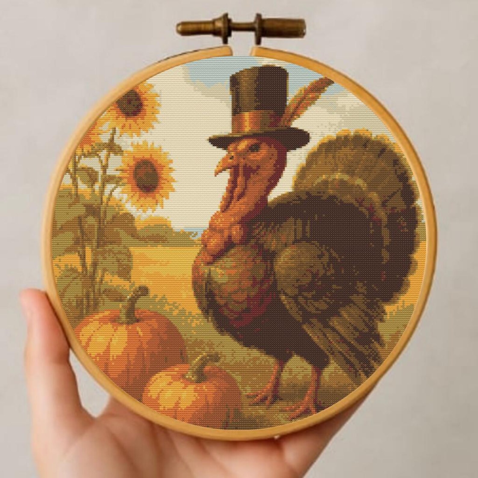Thanksgiving Turkey Cross Stitch Pattern: Pilgrim Bird Embroidery (PDF ...