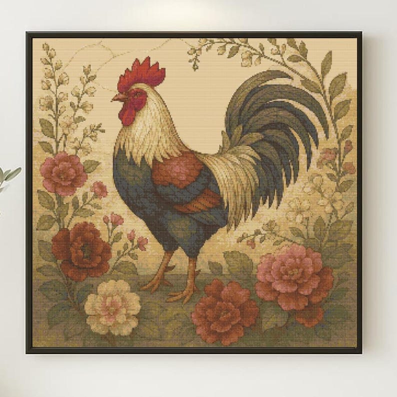 Floral Chicken With Chicken Chart - Cute Chick Pattern - Punto Croce ...
