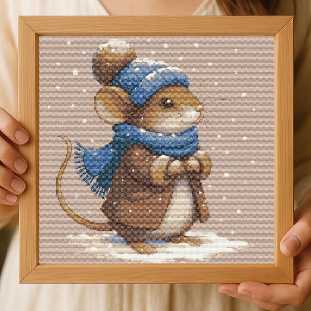 Winter Mouse Cross Stitch Pattern: Chibi Animal Design (PDF Download ...