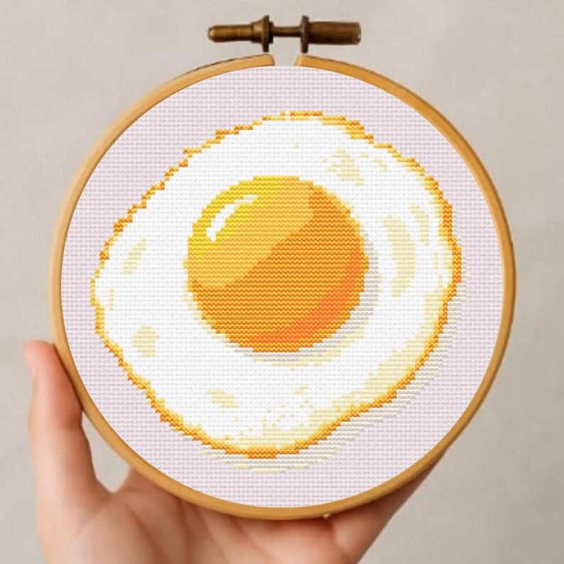 Fried Egg Cross Stitch Pattern, Food Embroidery Design (PDF Download ...