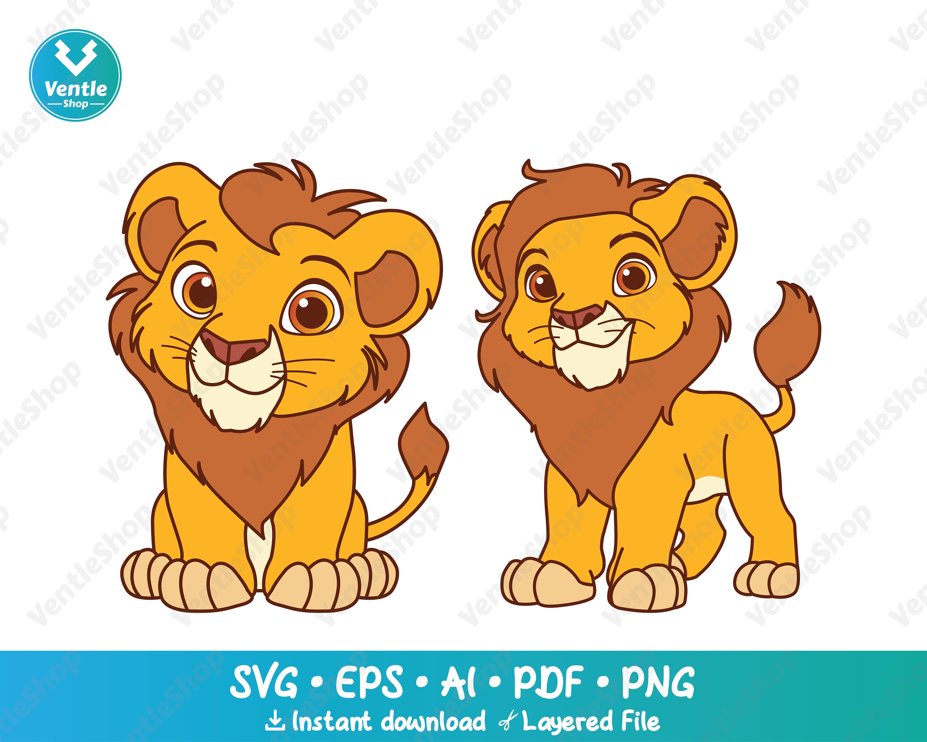 Lion SVG, Animals Color, Cute Clipart, Cricut Cut Files, Layered ...