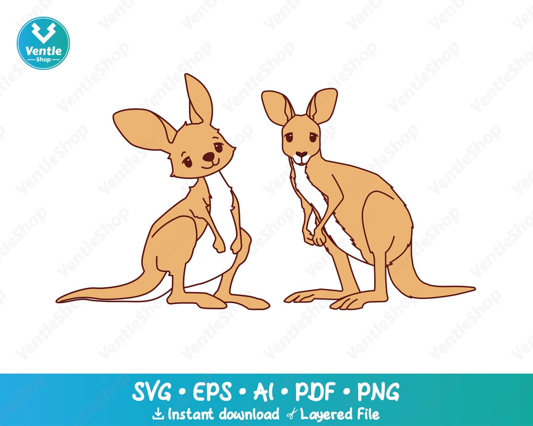 Kangaroo SVG, Animals Color, Cute Clipart, Cricut Cut Files, Layered ...