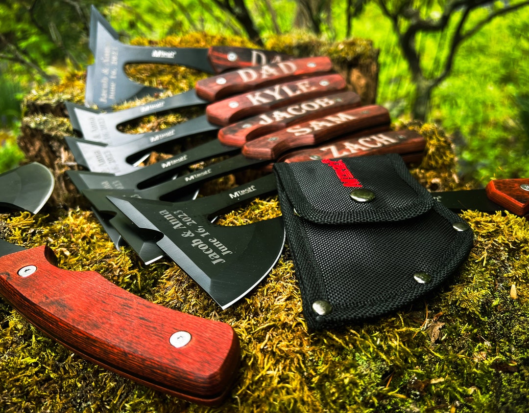 Personalized Camping Hatchet Set: Engraved Groomsmen Gift Ideas - Etsy