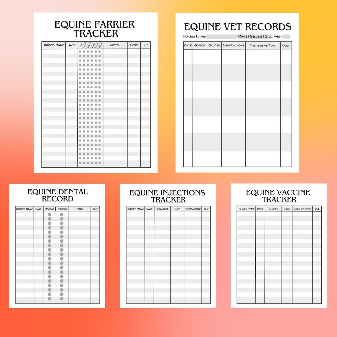 Digital Equine Medical Tracker, Horse Medical Record, Equine Journal ...