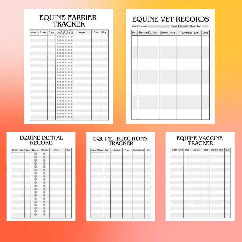 Digital Equine Medical Tracker, Horse Medical Record, Equine Journal ...