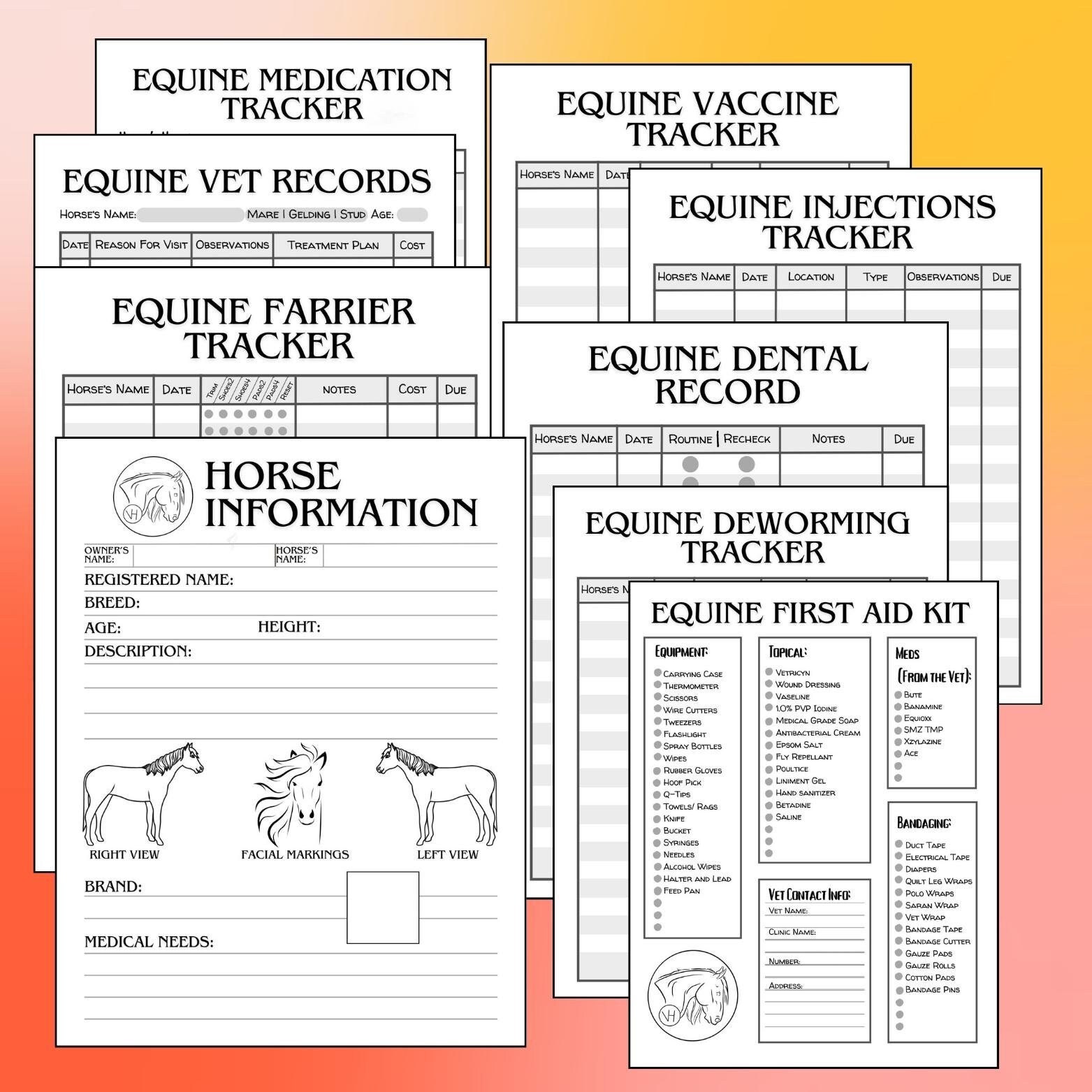 Digital Equine Medical Tracker, Horse Medical Record, Equine Journal ...