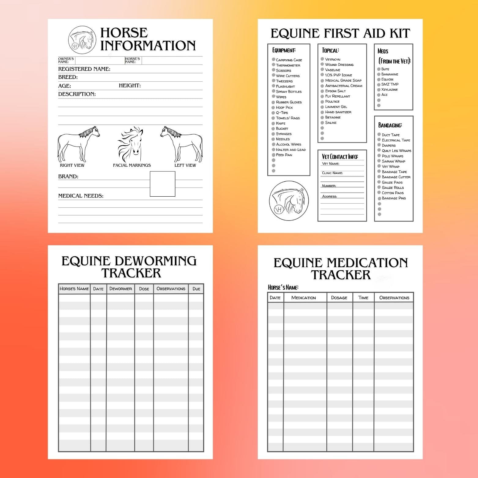 Digital Equine Medical Tracker, Horse Medical Record, Equine Journal ...