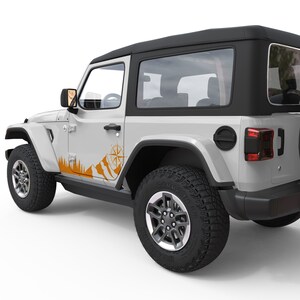 Trees Mountains Compass Decals. for Jeep Wrangler Side Doors Decals ...