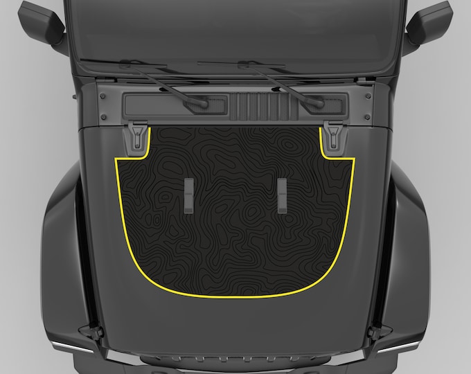 Topographic Map Hood Decal Glossy or Matte Finish-fits 2018 Wrangler JL ...