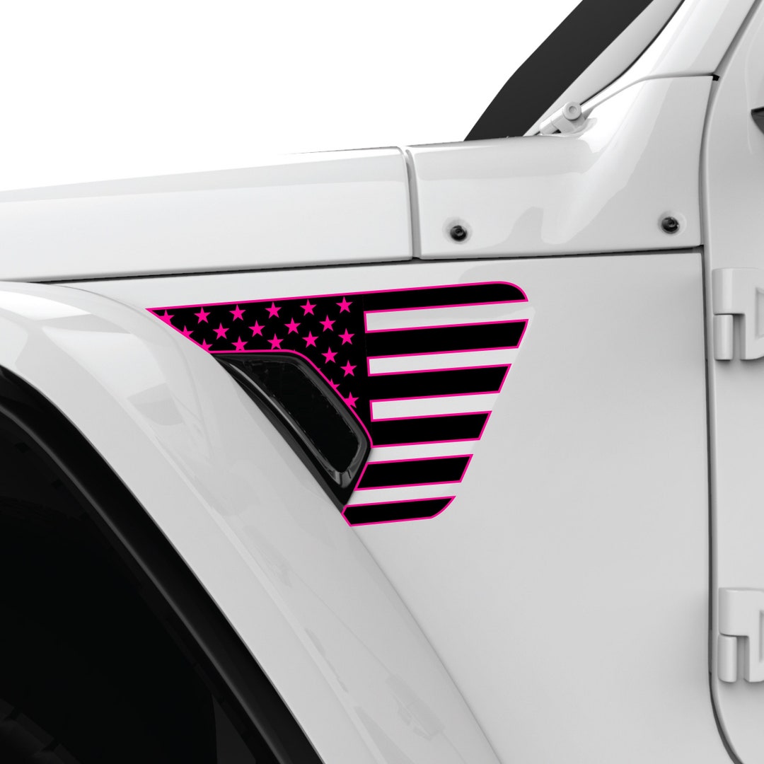 American Flag Pink Line for Breast Cancer Fits 2018-2024 Jeep Wrangler ...