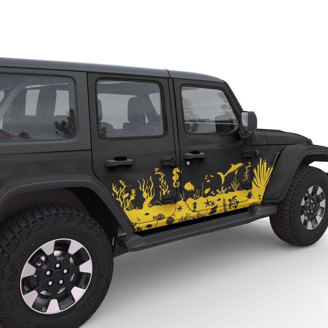 Coral Reef Door Decals. Fits Jeep Wrangler Graphics Decals. Vinyl off ...