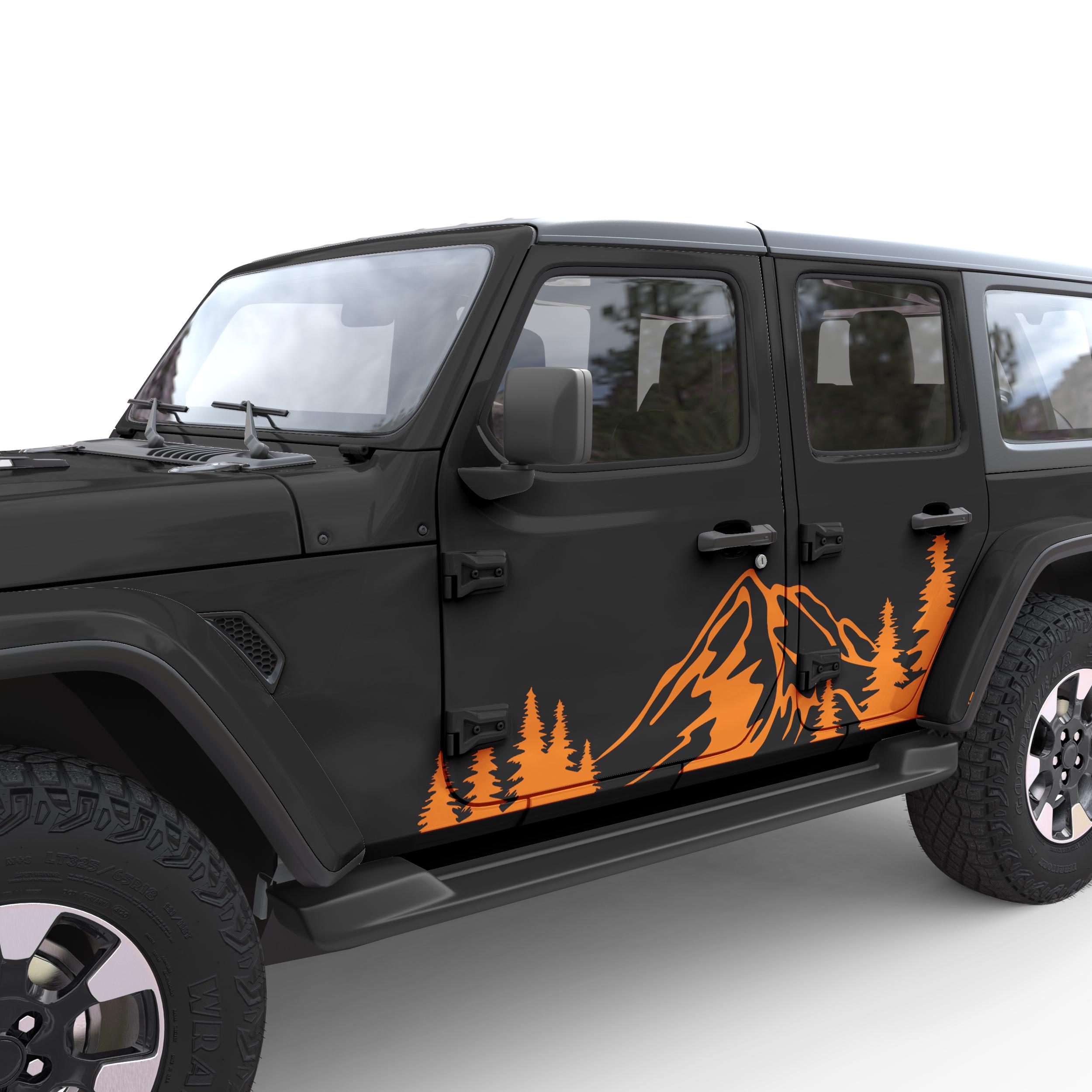 Fits Jeep Wrangler Vinyl Decals. Mountain and Forest Door Decals. Vinyl ...