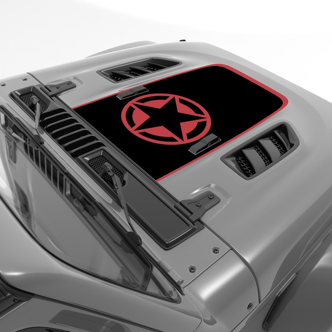 Military Star Printed Hood Decal Rubicon Model. Fits 2018+ Wrangler JL ...